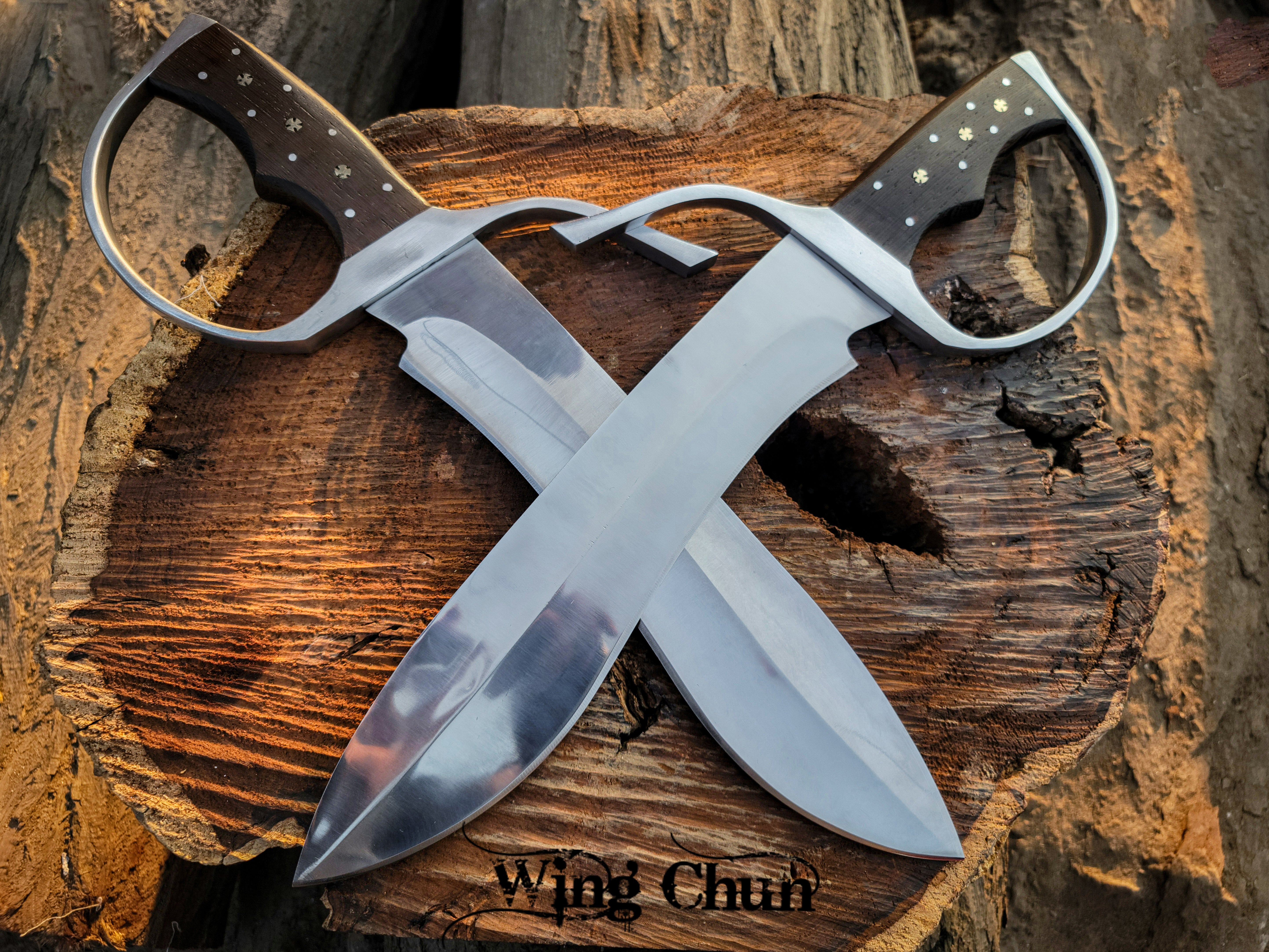 Handmade Wingchun Replica Butterfly Swords With Leather Sheath – The ...